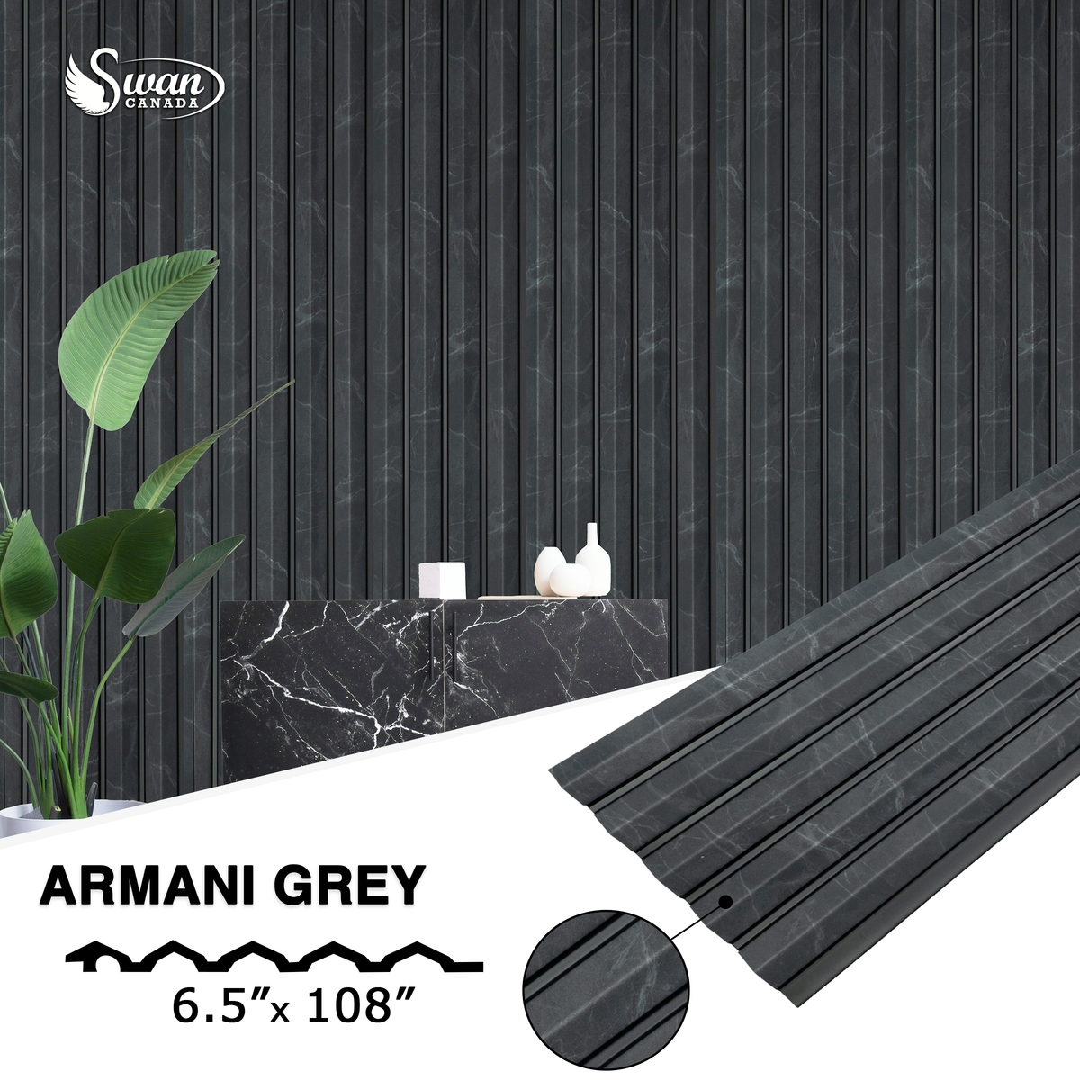 PS Fluted Panels, Armani Gray, 20 Panels x 9 feet long. – Swan Canada