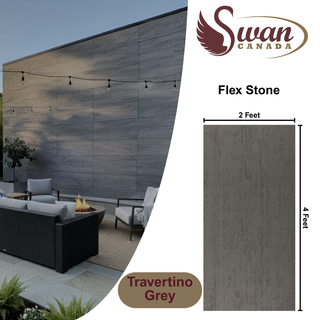Flex Stone, Travertino Grey, 2ft x 4ft – Swan Canada