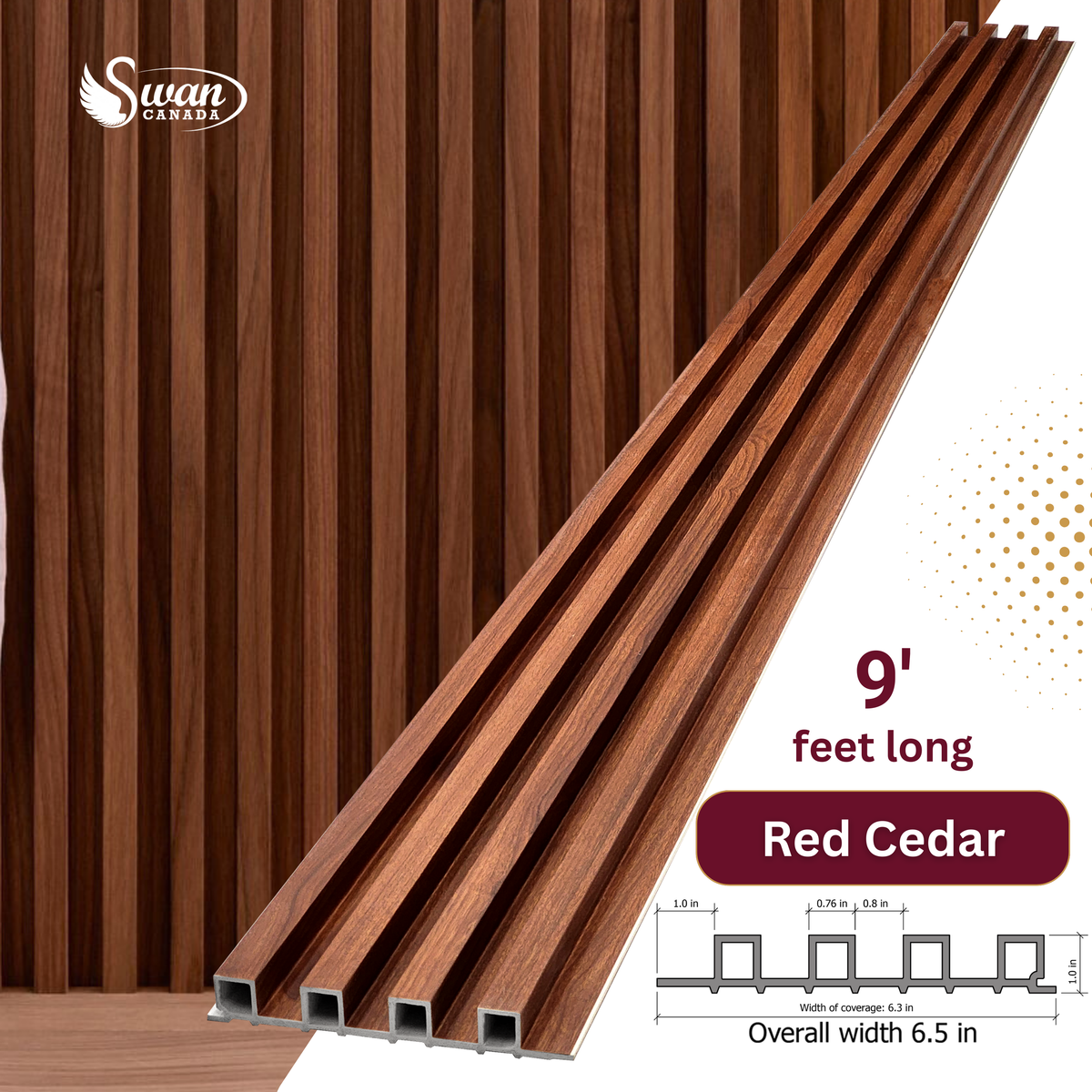 WPC Fluted Panels, Red Cedar, 10 Panels x 9 feet long. – Swan Canada