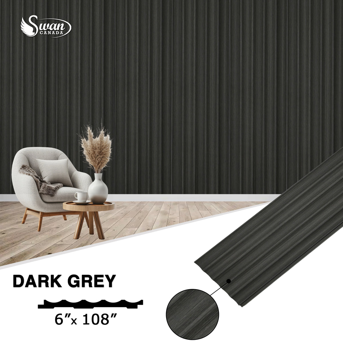 PS Fluted Panels, Dark Gray, 20 Panels x 9 feet long. – Swan Canada