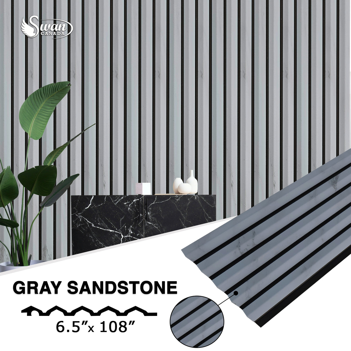 PS Fluted Panels, Gray Sandstone, 20 Panels x 9 feet long. – Swan Canada