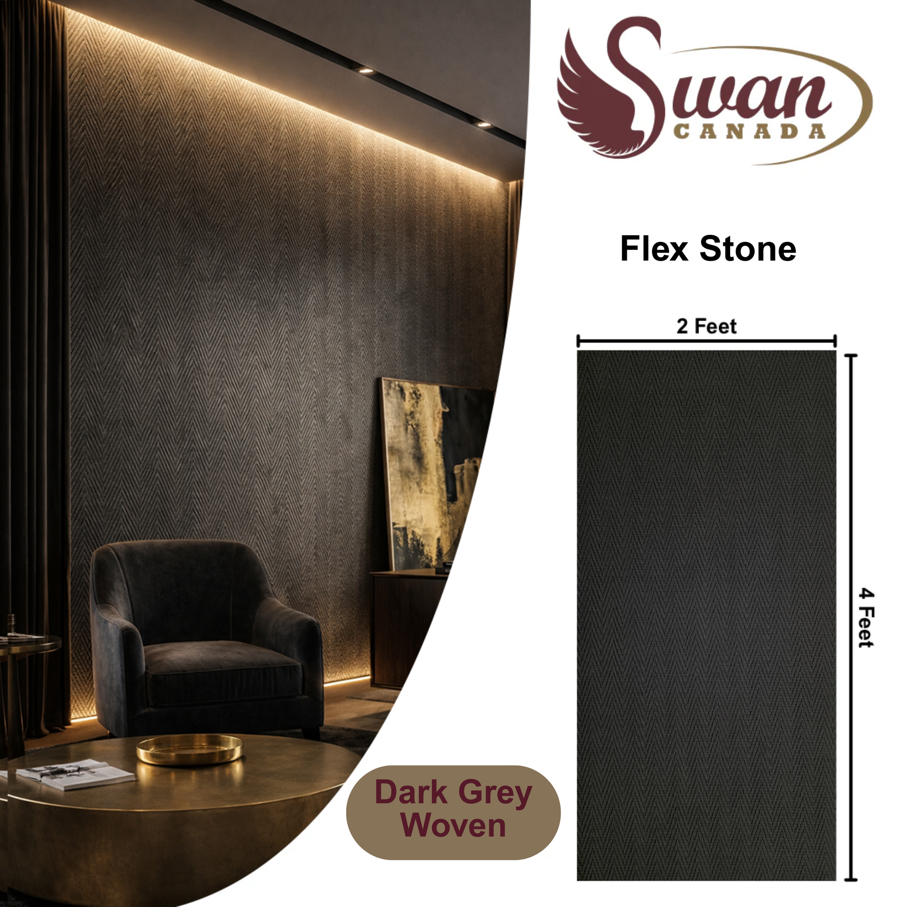 Flex Stone, Dark Grey Woven, 2ft x 4ft – Swan Canada
