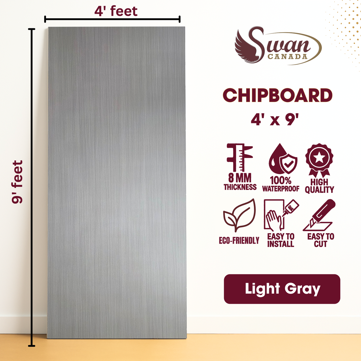 Chip Boards, Light Gray, 1 Board, 4 X 9 Feet – Swan Canada