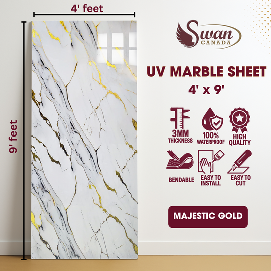 UV Marble Sheets, MAJESTIC GOLD, 1 Sheet, 4 X 9 Feet – Swan Canada