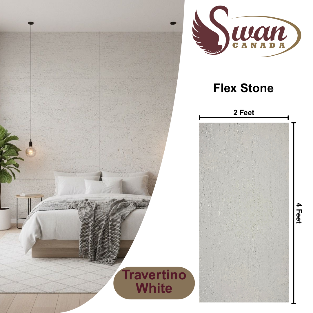 Flex Stone, Travertino White, 2ft x 4ft – Swan Canada