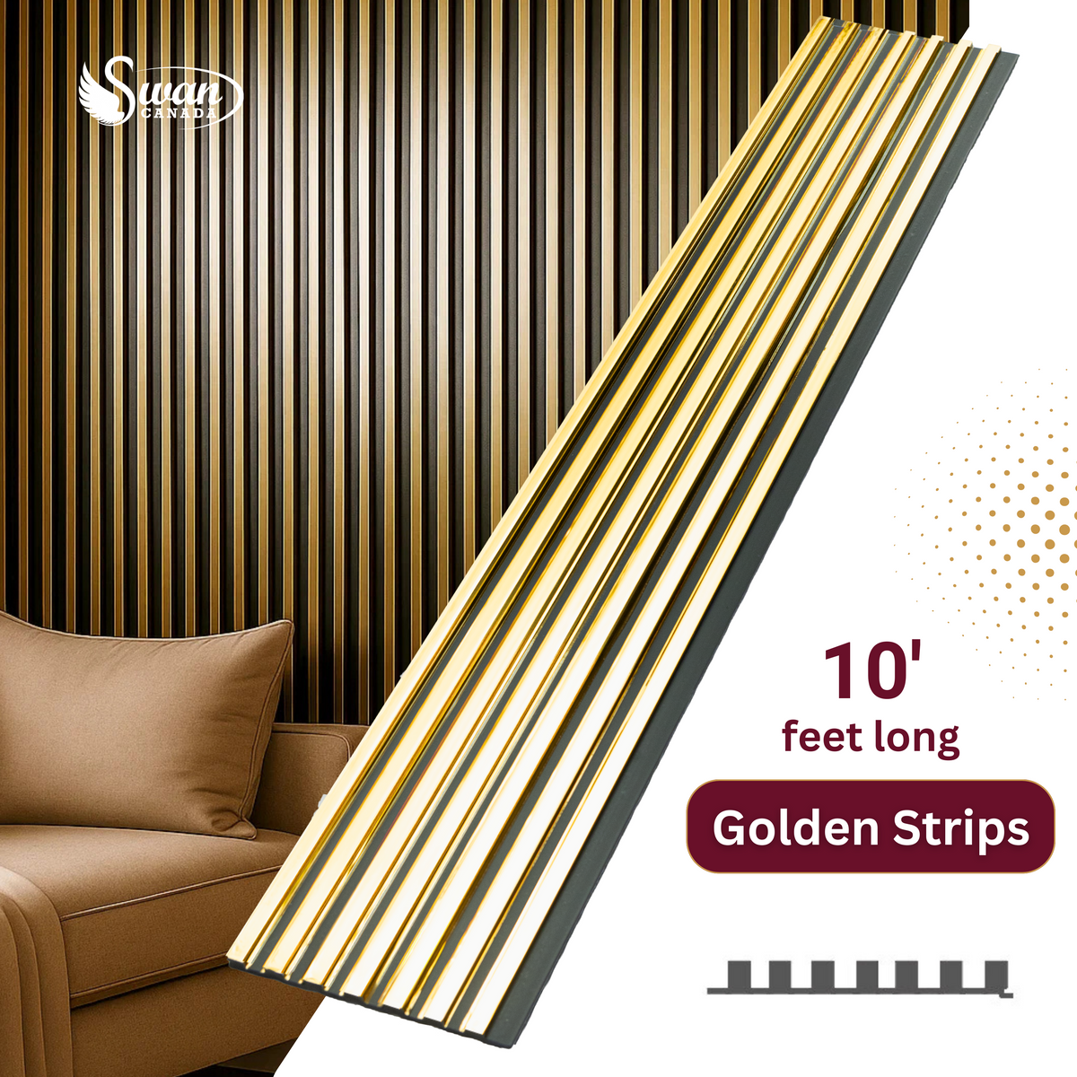 WPC Fluted Panels, Golden Strips, 10 Panels x 10 feet long. – Swan Canada