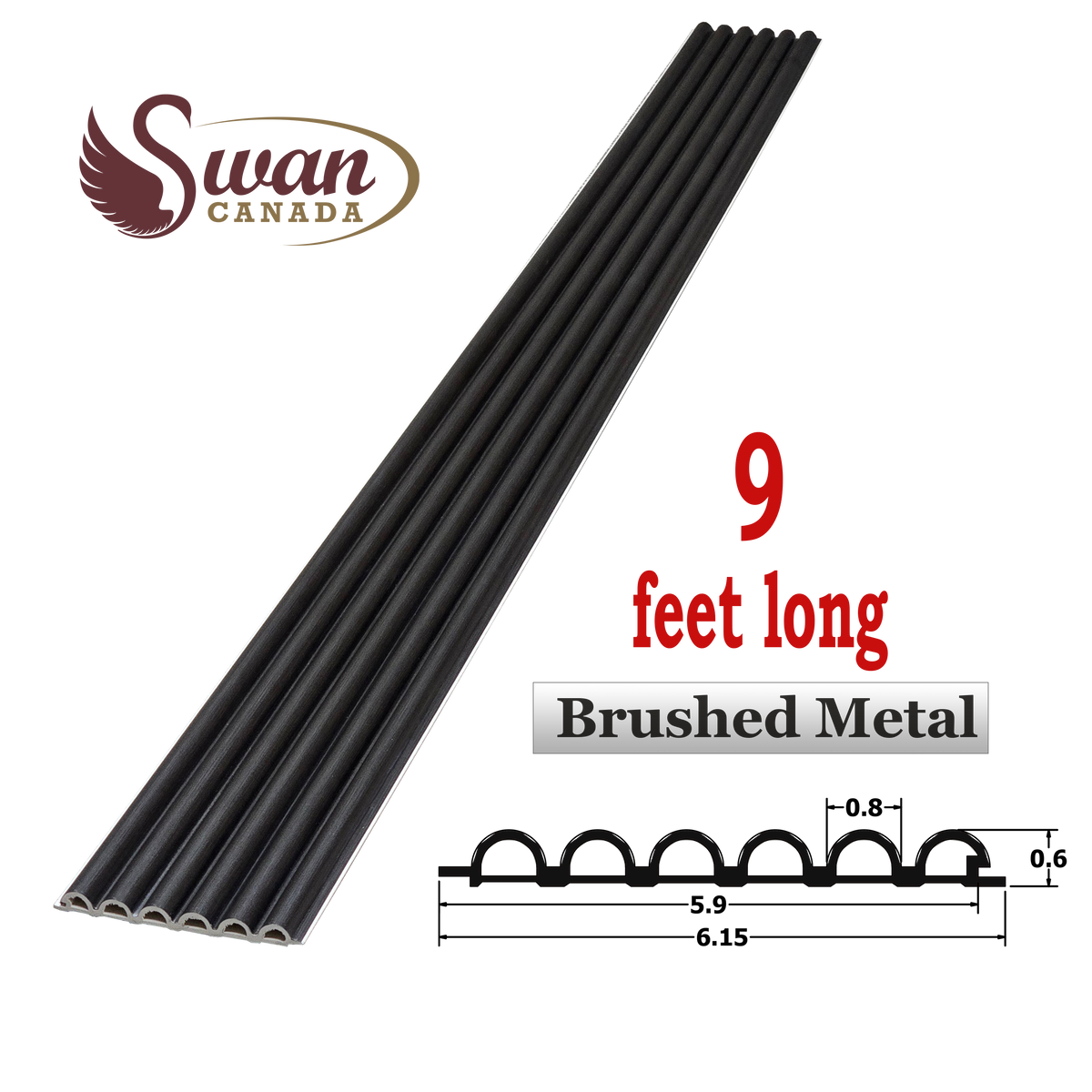 WPC Fluted Panels, Brushed Metal, 10 Panels x 9 feet long. – Swan Canada