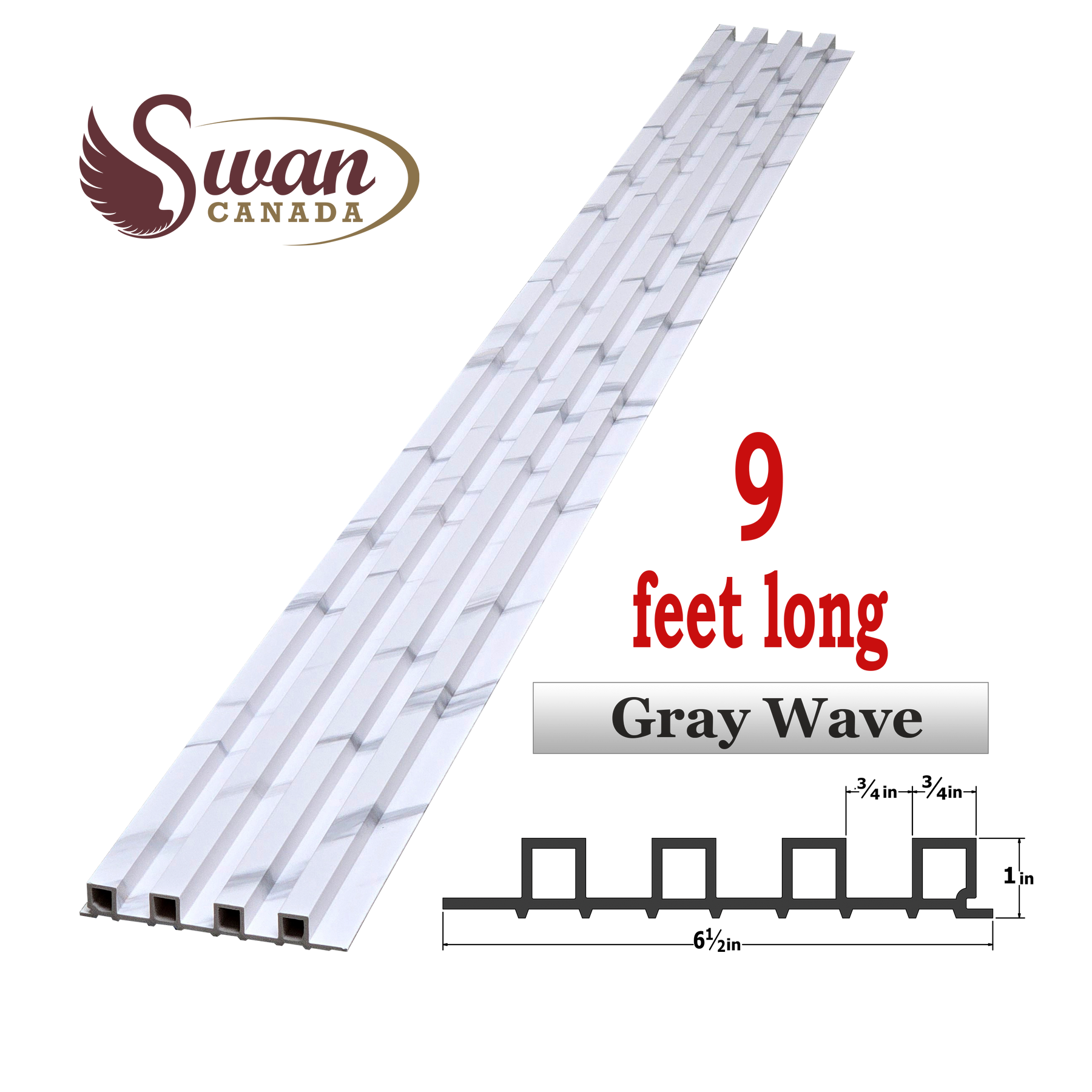 WPC Fluted Panels, Gray Waves, 10 Panels x 9 feet long. – Swan Canada