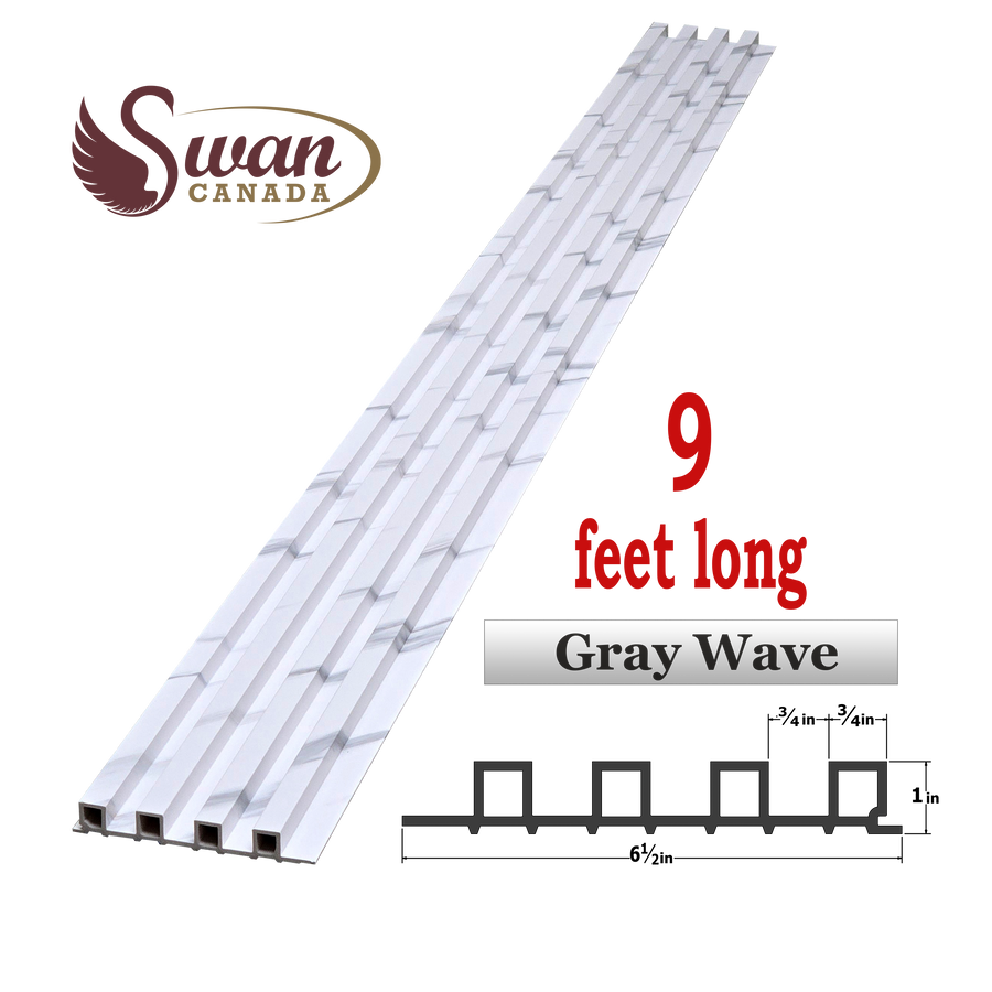 WPC Fluted Panels, Gray Waves, 10 Panels x 9 feet long. – Swan Canada