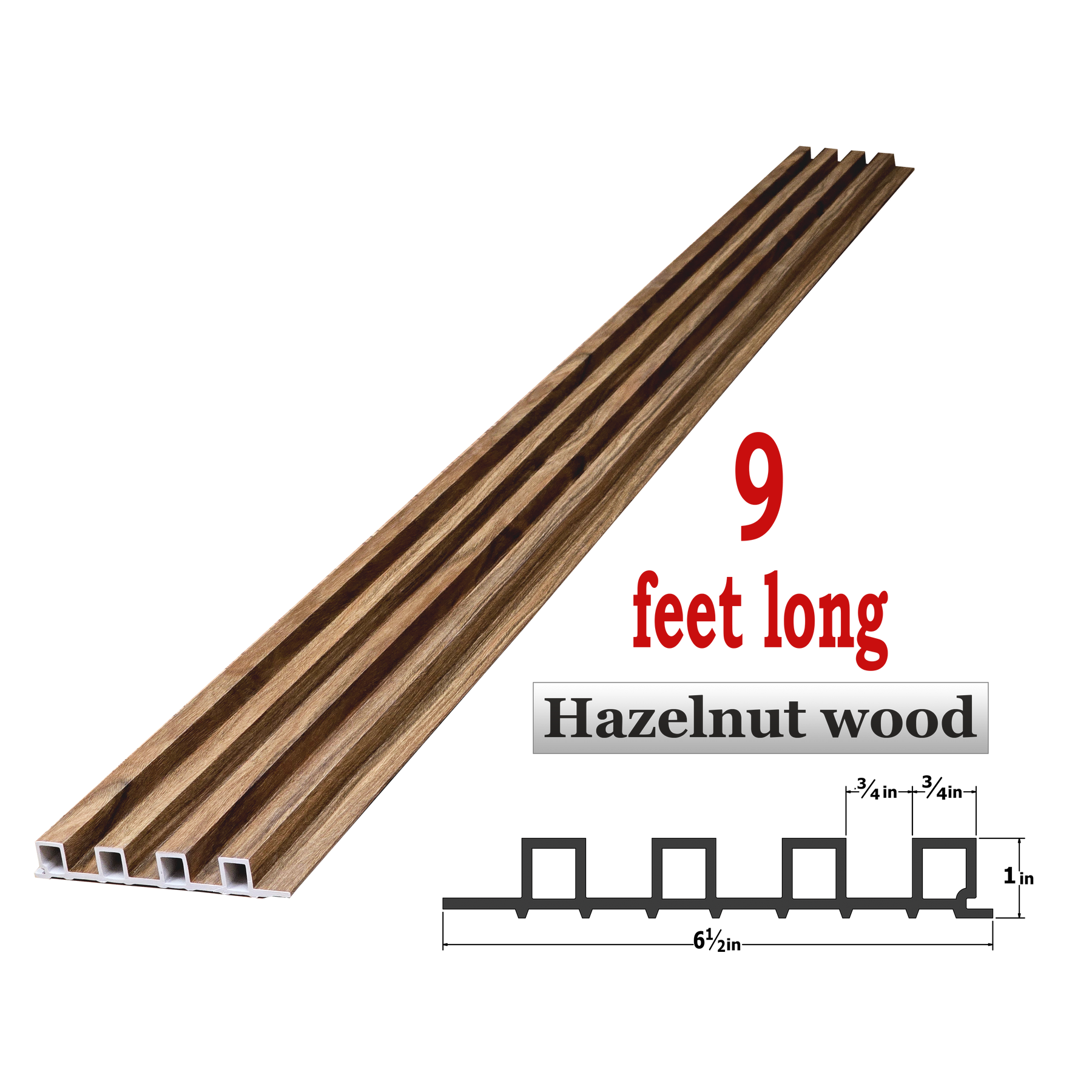 WPC Fluted Panels, Hazelnut Wood, 10 Panels x 9 feet long. – Swan Canada