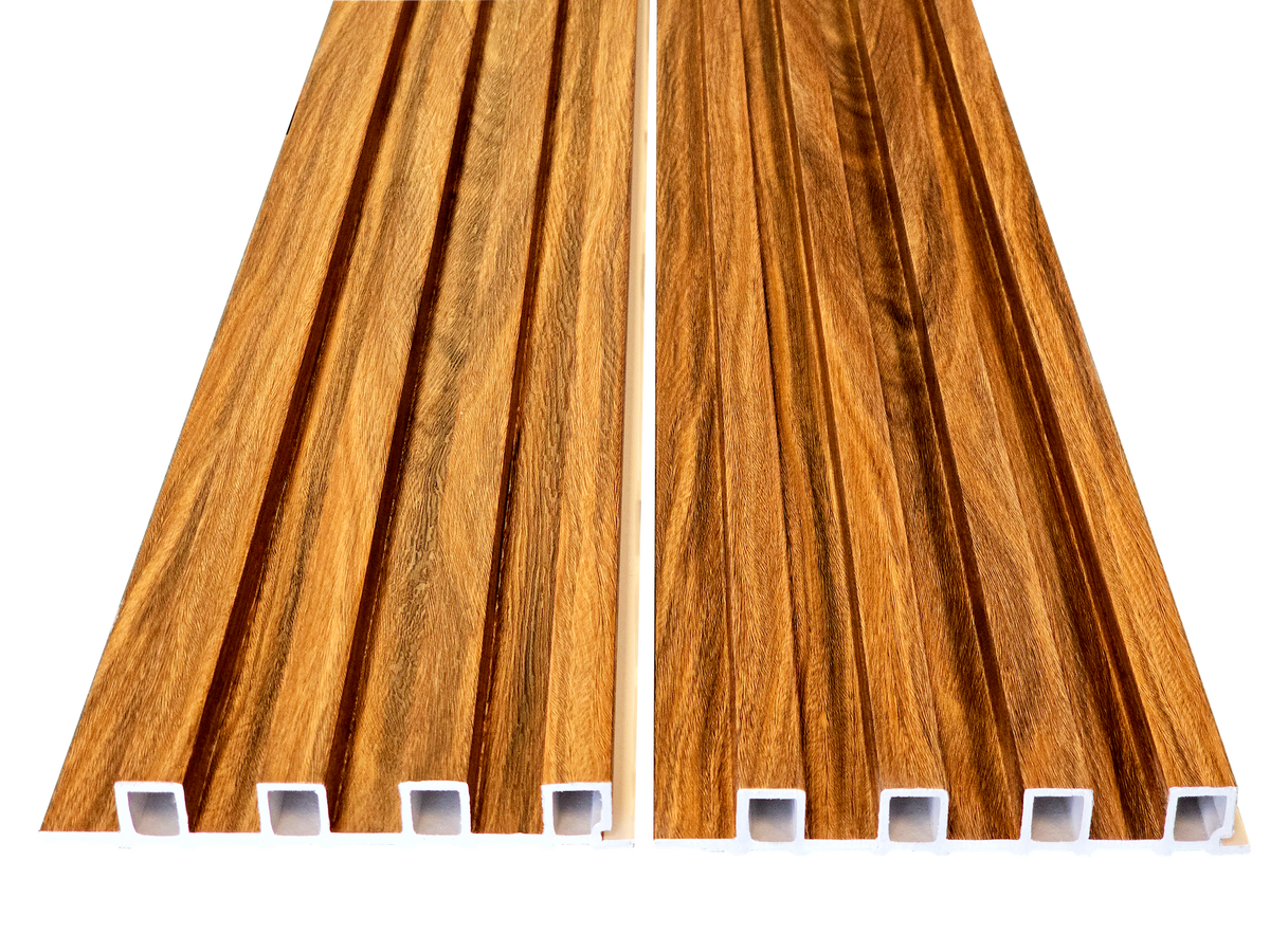 WPC Fluted Panels, Hazelnut Wood, 10 Panels x 9 feet long. – Swan Canada