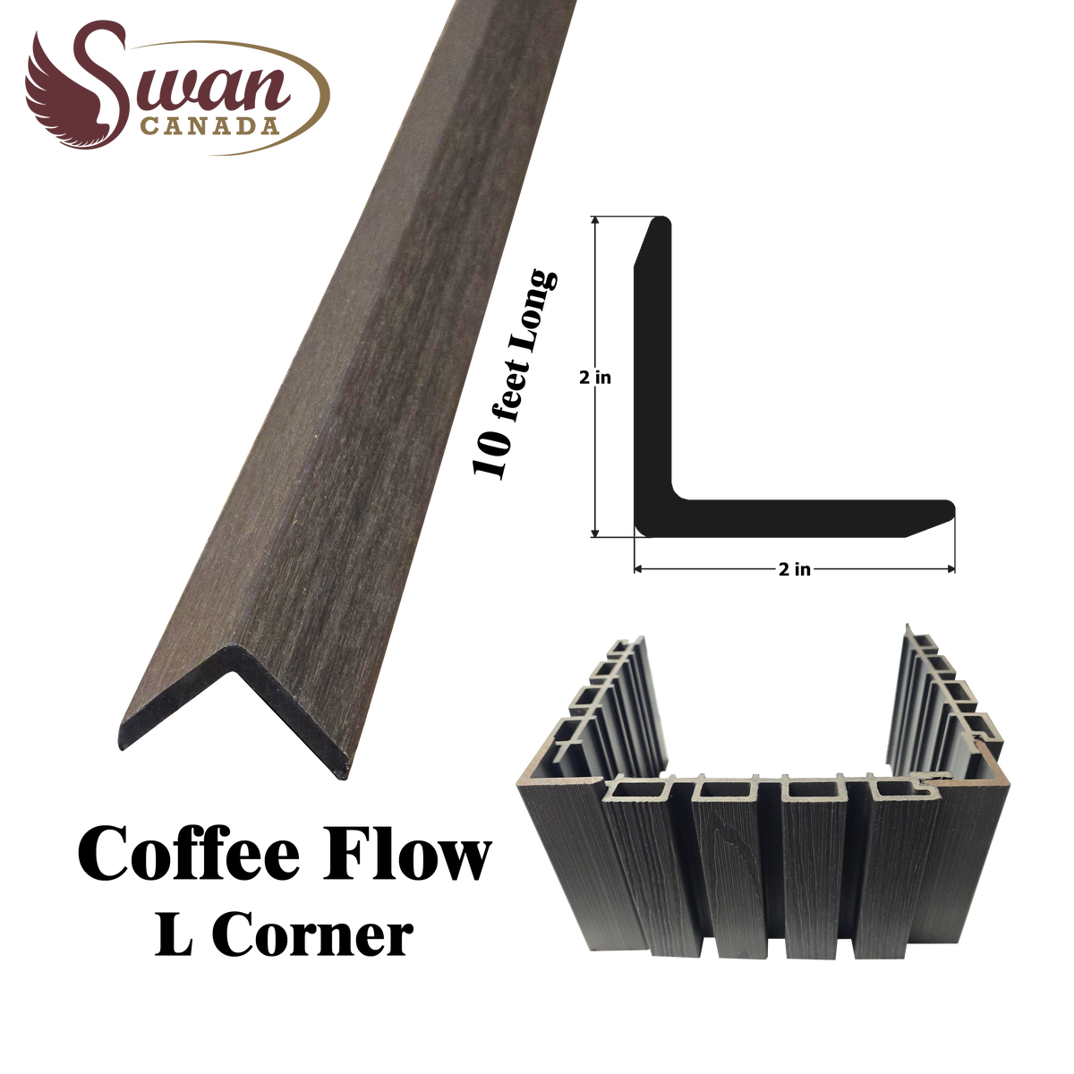 Outdoor WPC L-shape corners, 2-in x 2-in X 10 Feet Long – Swan Canada