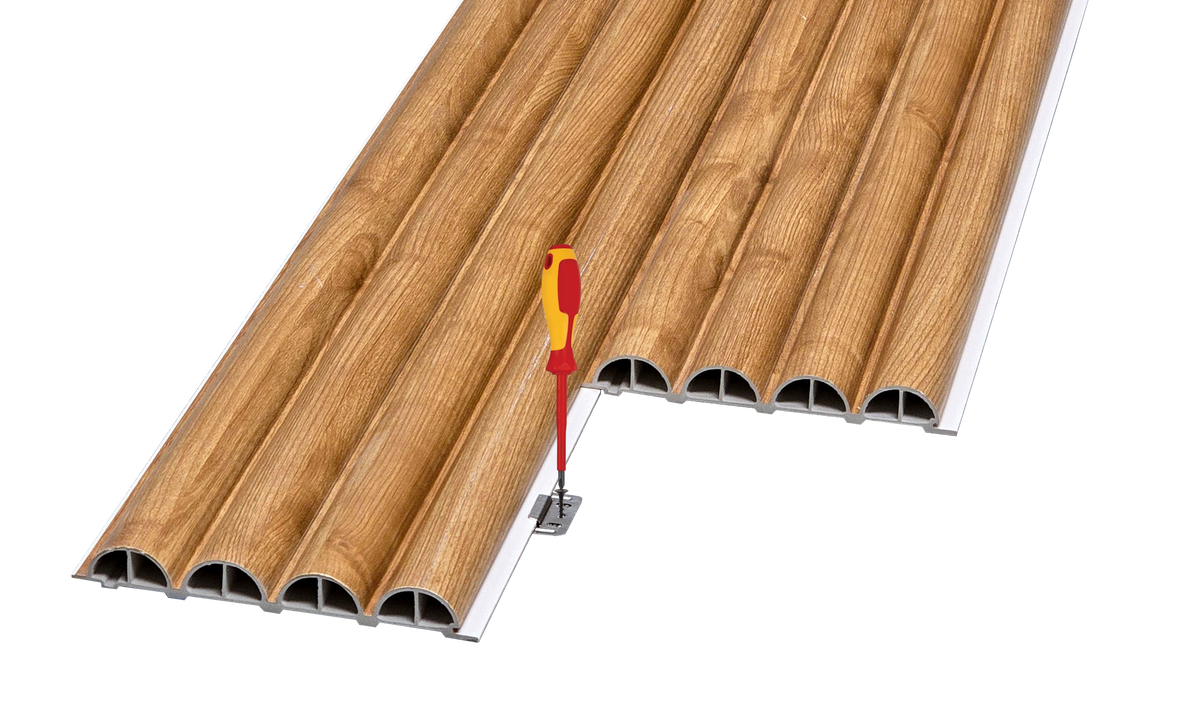 WPC Fluted Panels, Maple cedar 10 Panels x 10 feet long. – Swan Canada