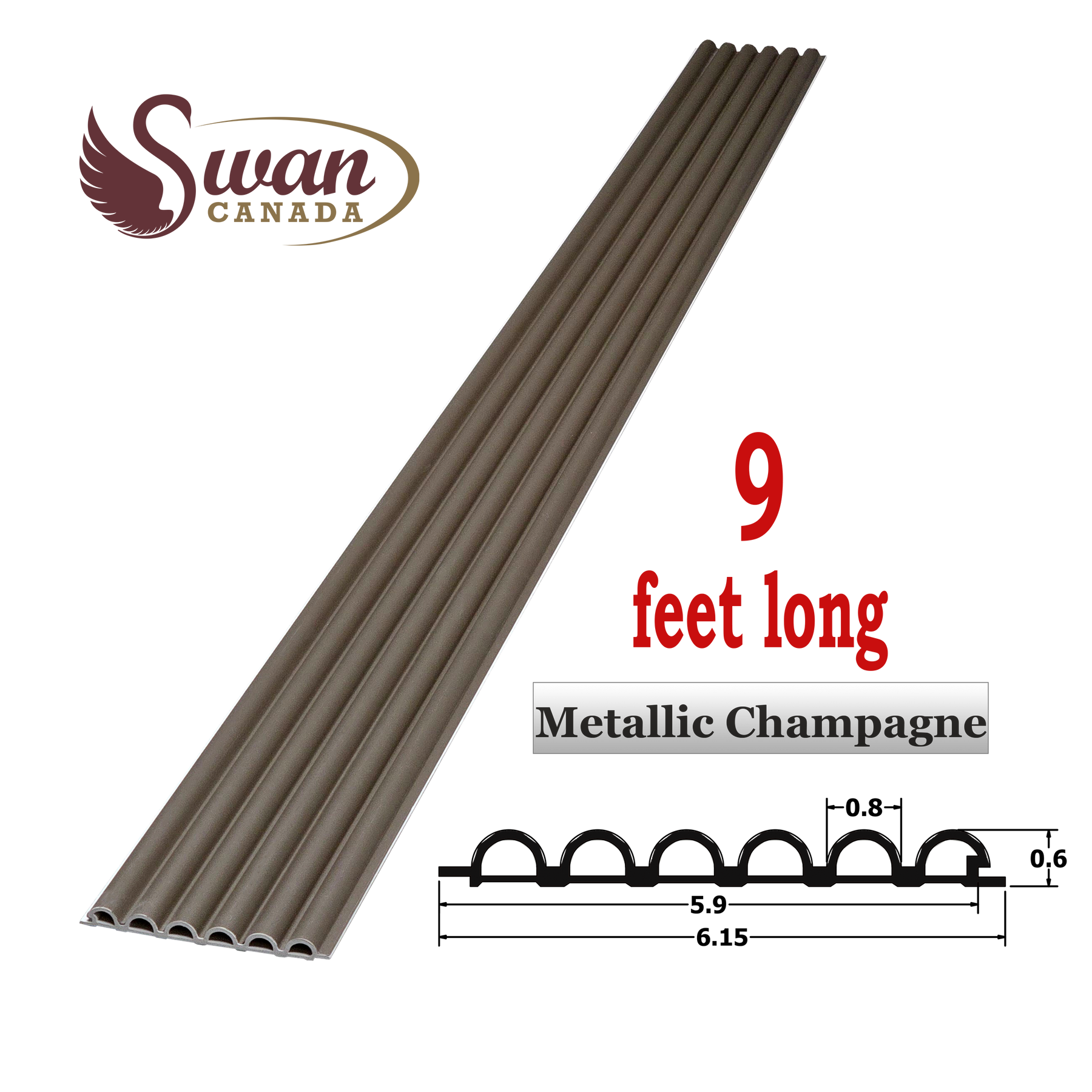 WPC Fluted Panels, Metallic Champagne, 10 Panels x 9 feet long. – Swan ...