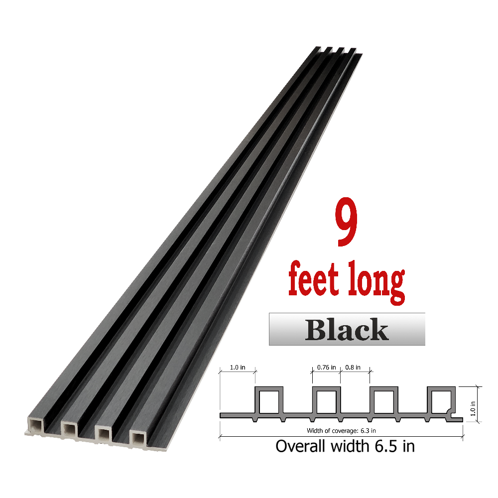 WPC Fluted Panels, Black color, 10 Panels x 9 feet long, – Swan Canada