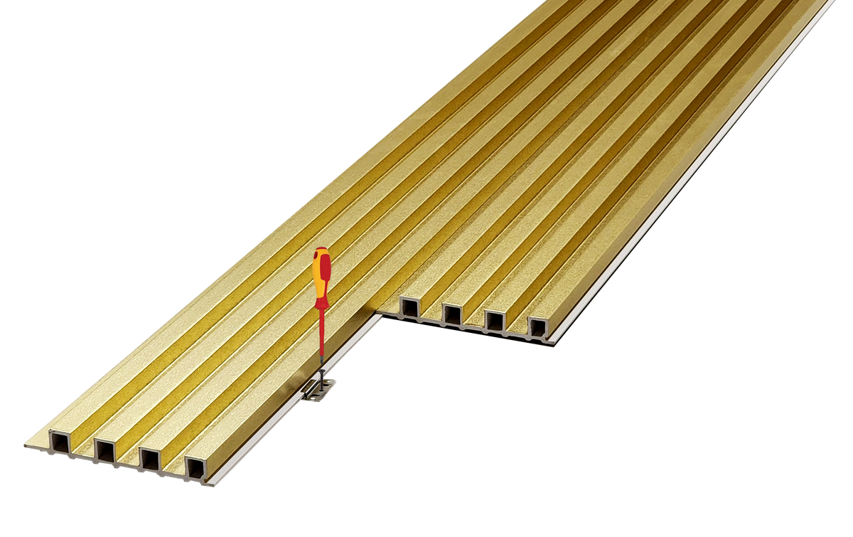 WPC Fluted Panels, Gold Color, 10 Panels x 9 feet long – Swan Canada