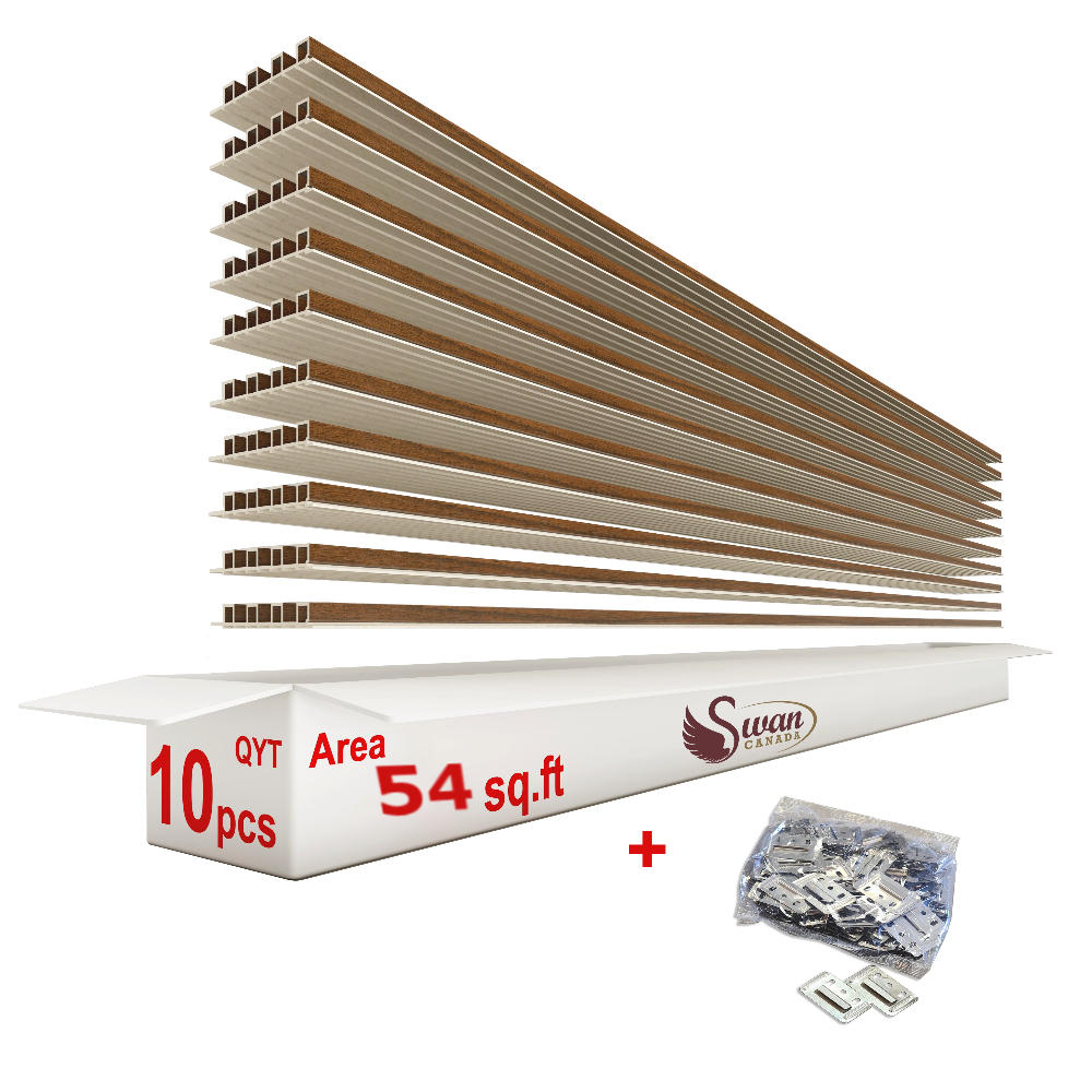 WPC Fluted Panels, Chestnut Oak (B), 10 Panels x 10 feet long. – Swan ...
