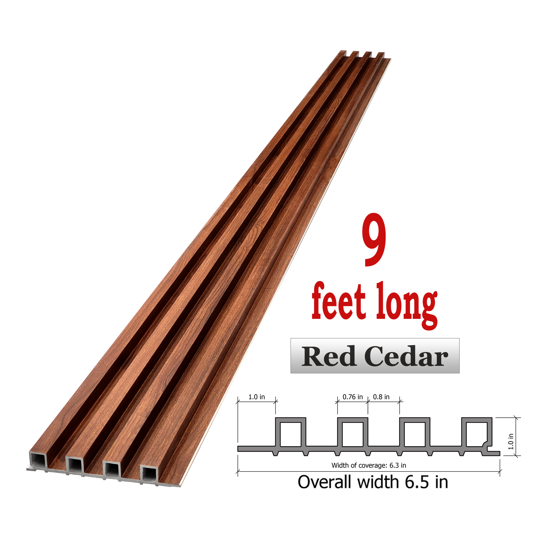 WPC Fluted Panels, Red Cedar, 10 Panels x 9 feet long. – Swan Canada